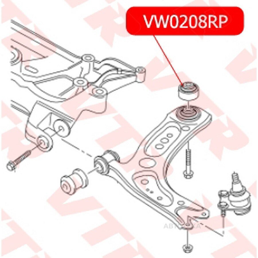 Полиуретановый сайлентблок рычага передней подвески задний VAG VTR VW0208RP