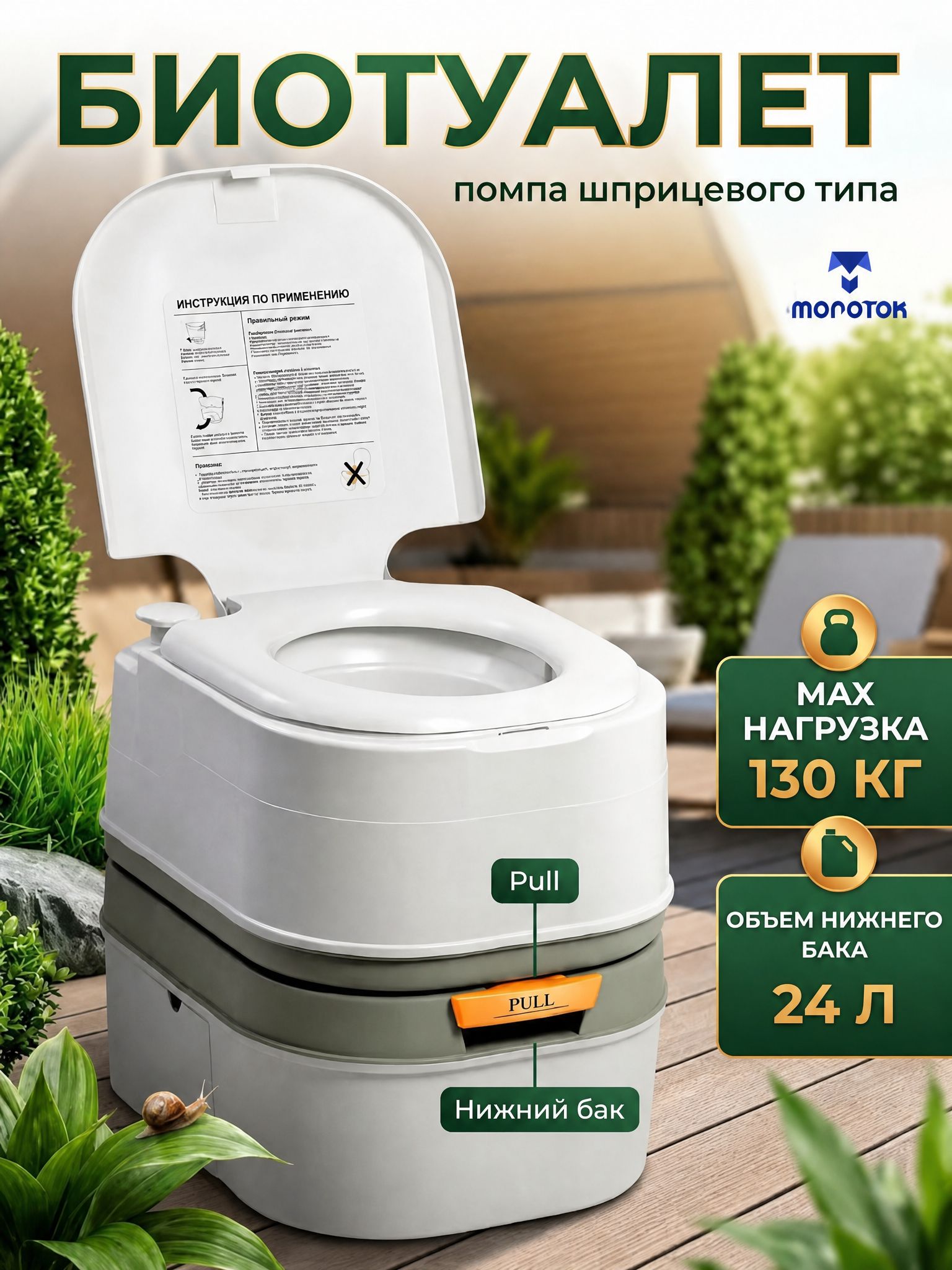 Биотуалет для дома и дачи для пожилых, био туалет походный, переносной, жидкостной