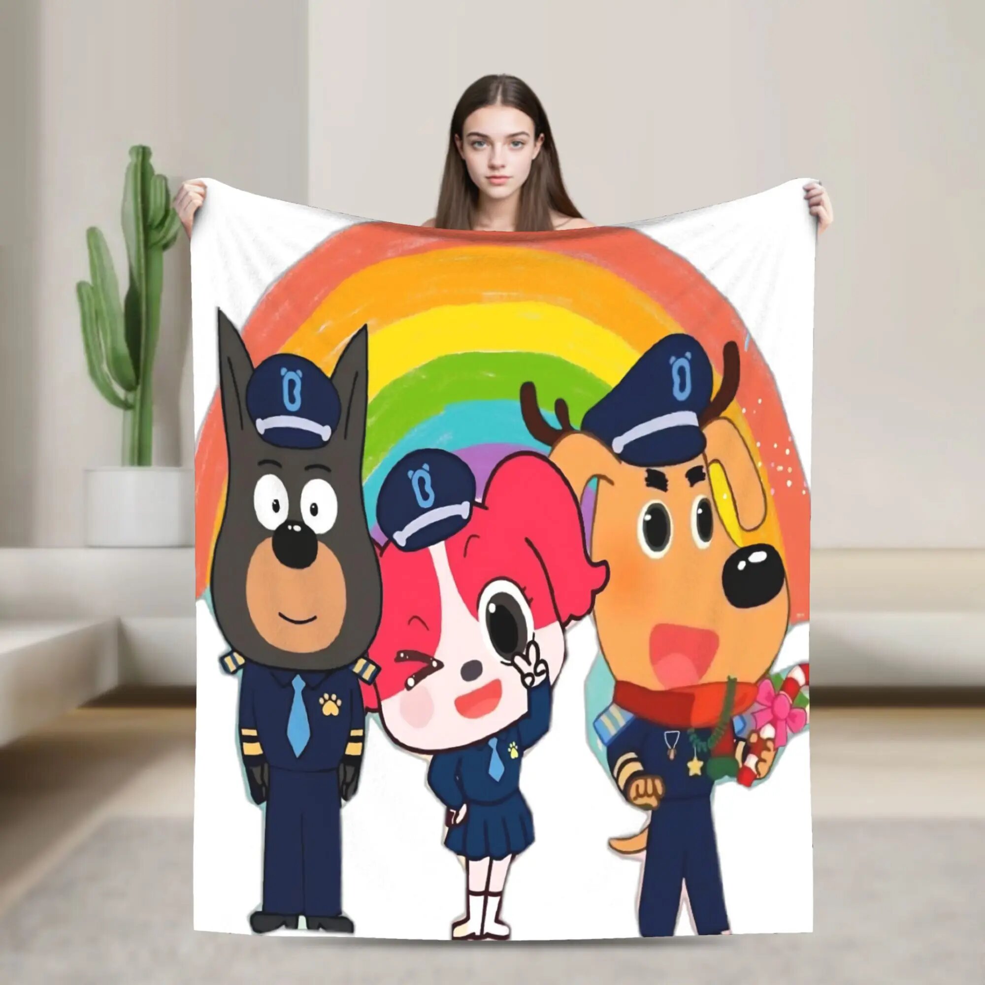 Плед флисовый MINISO с рисунком, черный, Color: 6