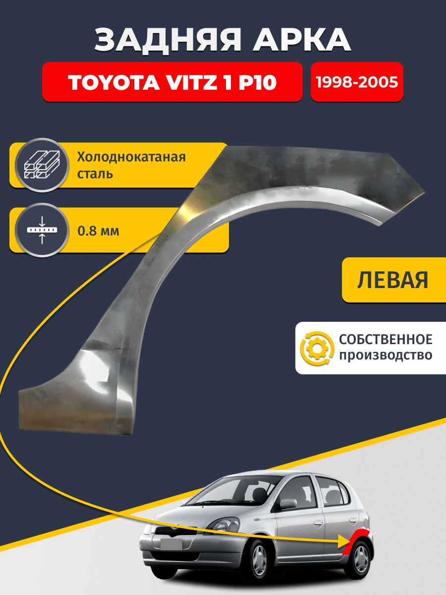 Левая задняя ремонтная арка для автомобиля Toyota Vitz 1 P10 1998-2005 хэтчбек 5 дв. (Тойота Витц). Холоднокатаная сталь 0,8мм.