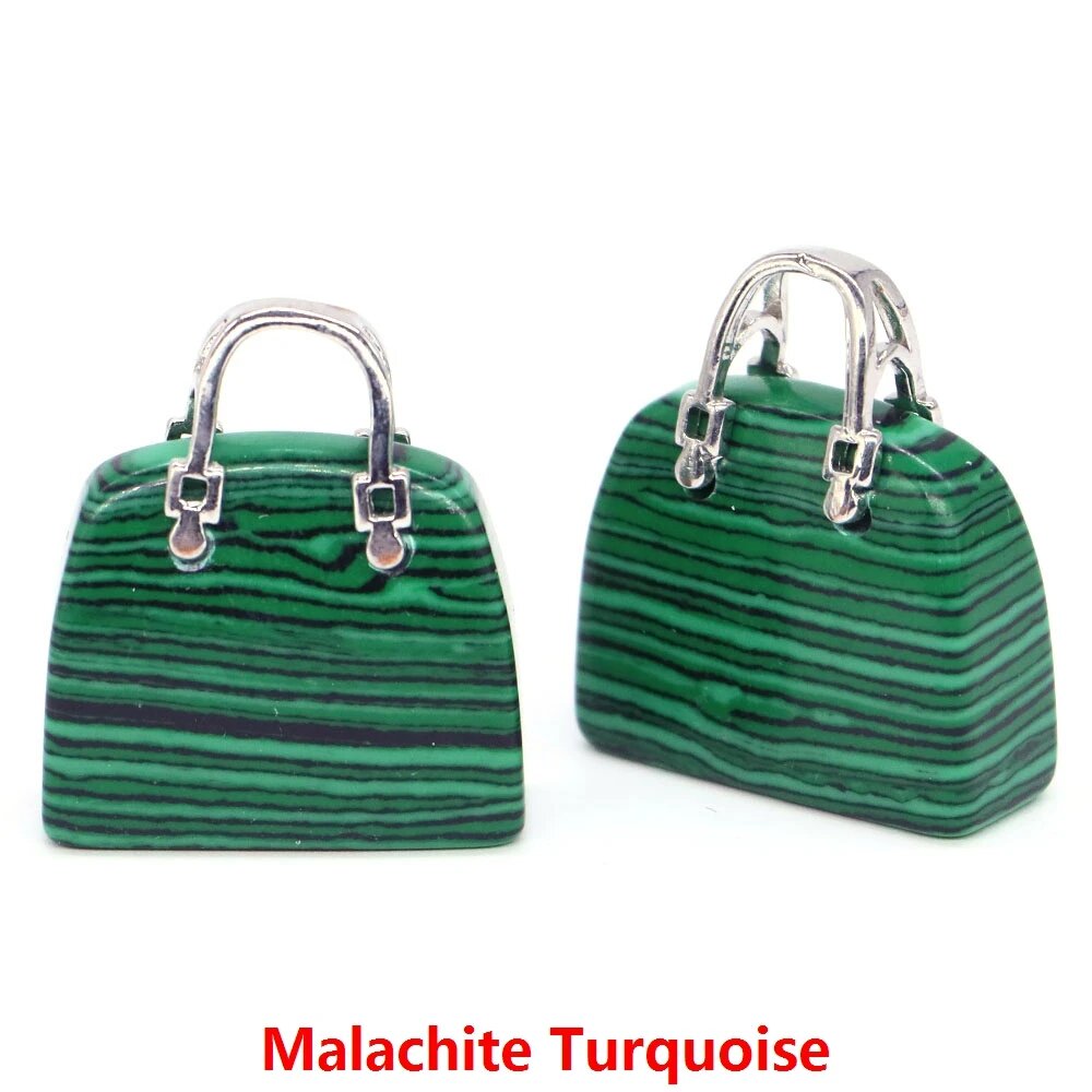 Мини-сумочка из натурального камня 25 мм 1 pc, Malachite Turquoise
