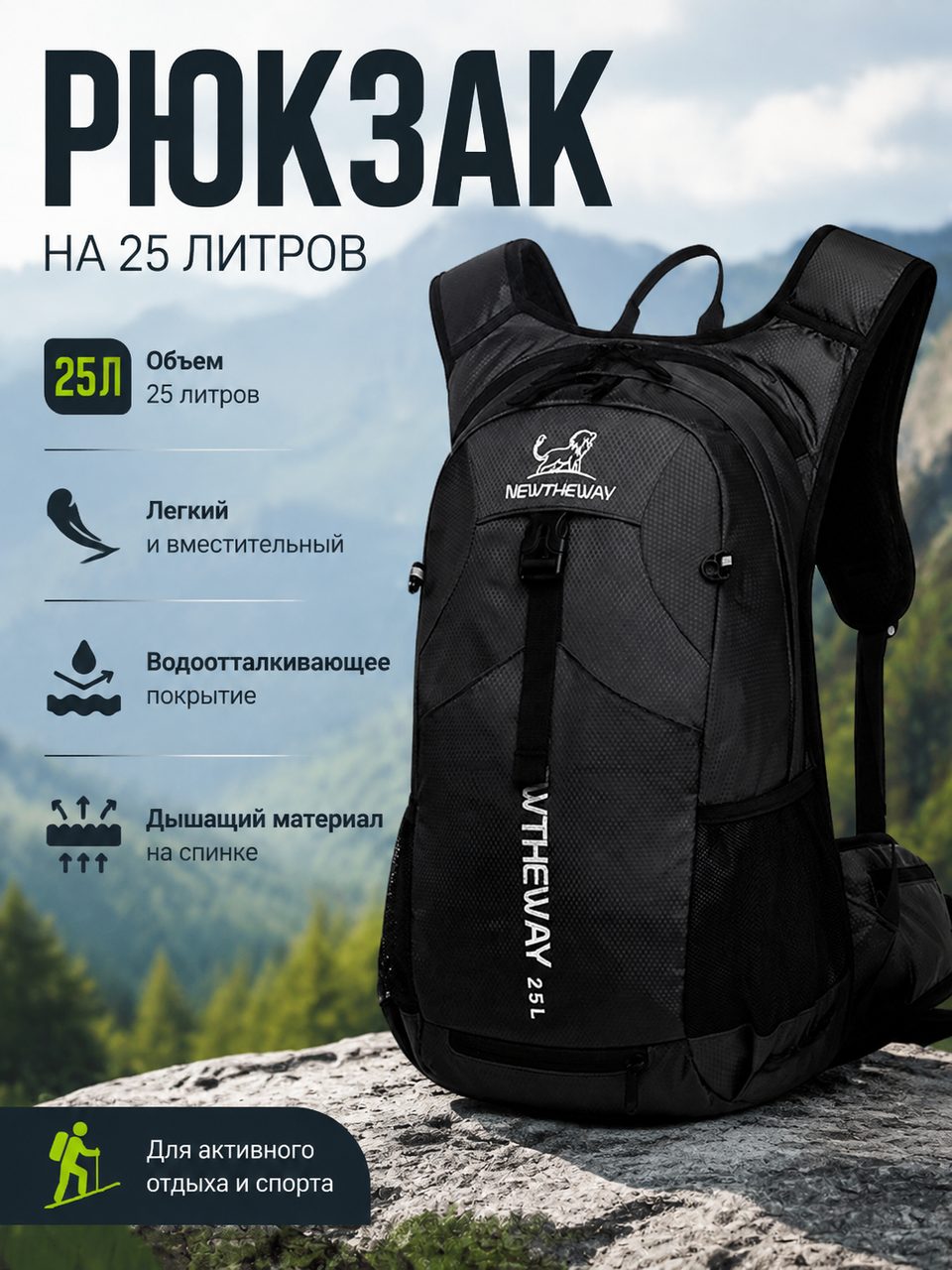 Рюкзак Maxikod для мотоспорта, 25 литров, 007, черный，Топовая модель рюкзака 2023 года