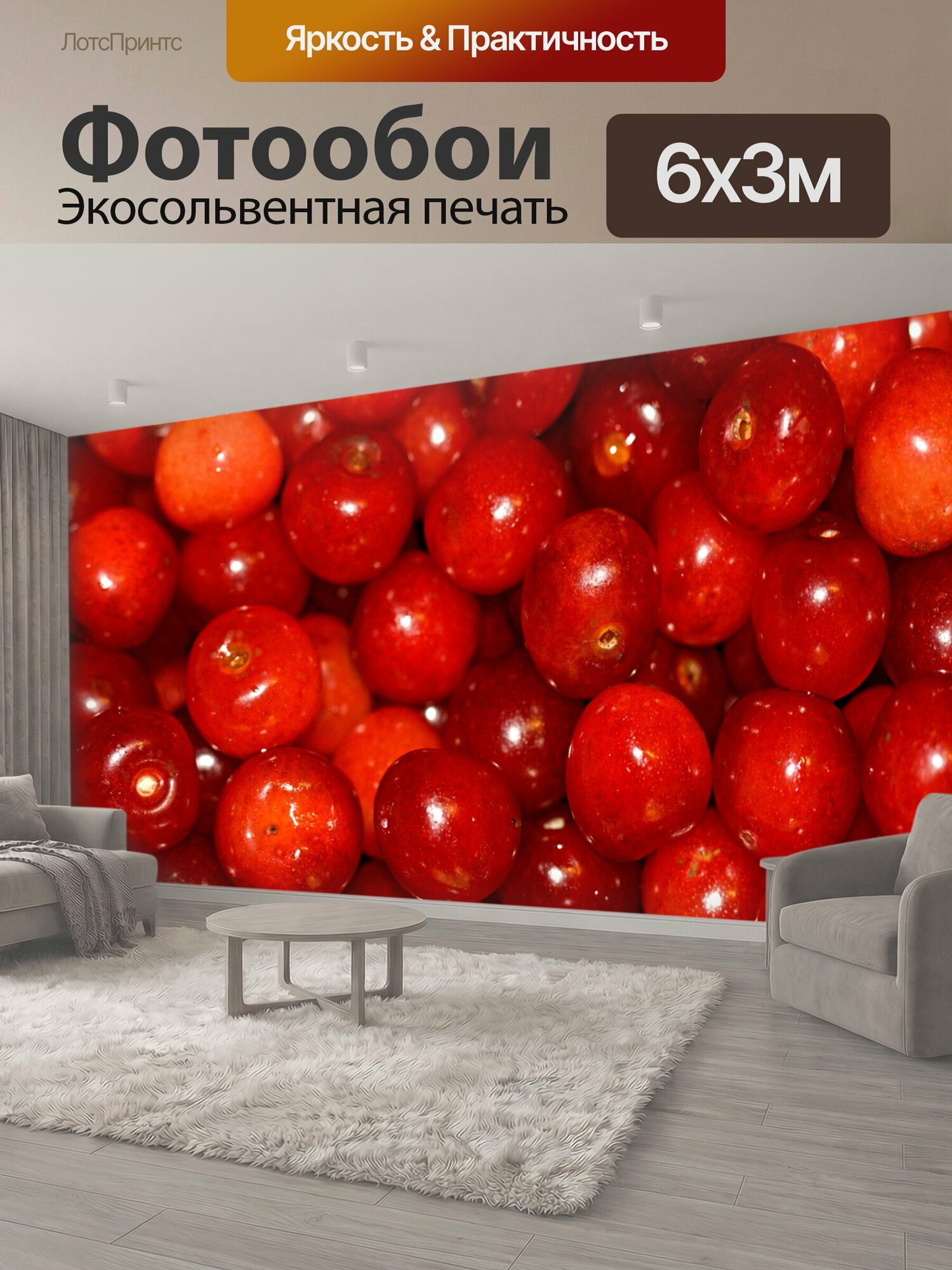 Фотообои "Вишни готова к использованию Вишни ждут вас вишни продуктов питания сезона дикая природа" 600x300 см. экосольвентная печать