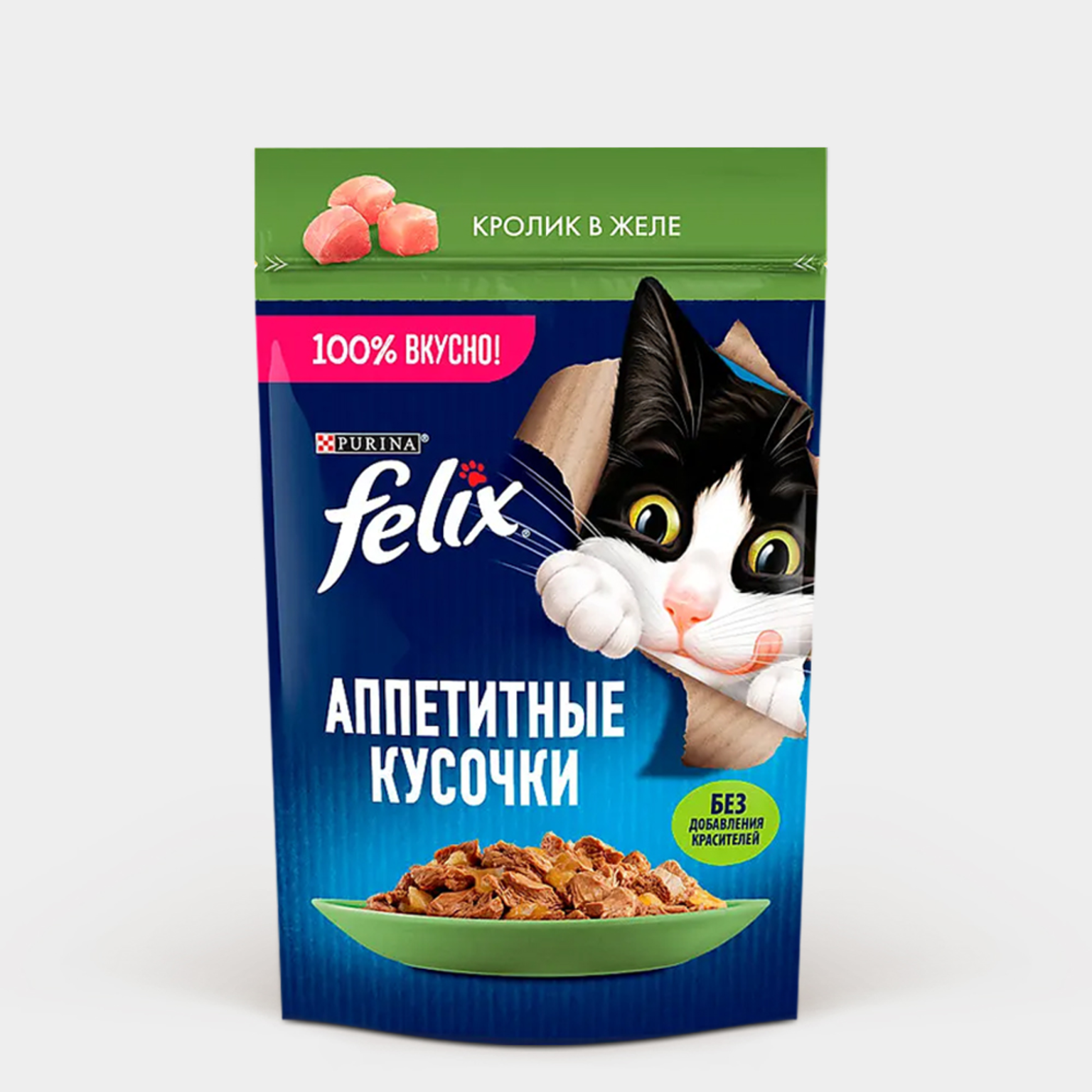 Корм для кошек Felix Аппетитные кусочки. Кролик в желе, 75 г