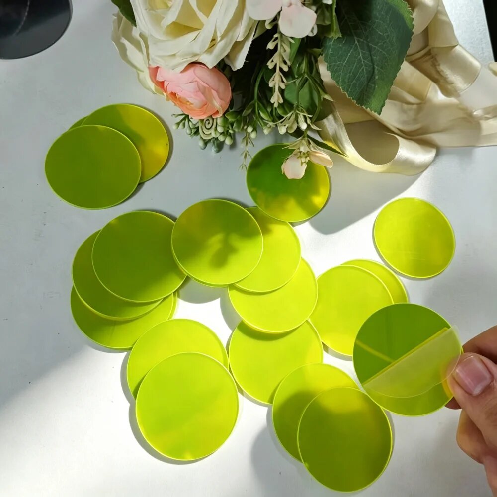 Зеркальные наклейки на стену, акрил, 50 шт 5x5cm 50pcs, Green