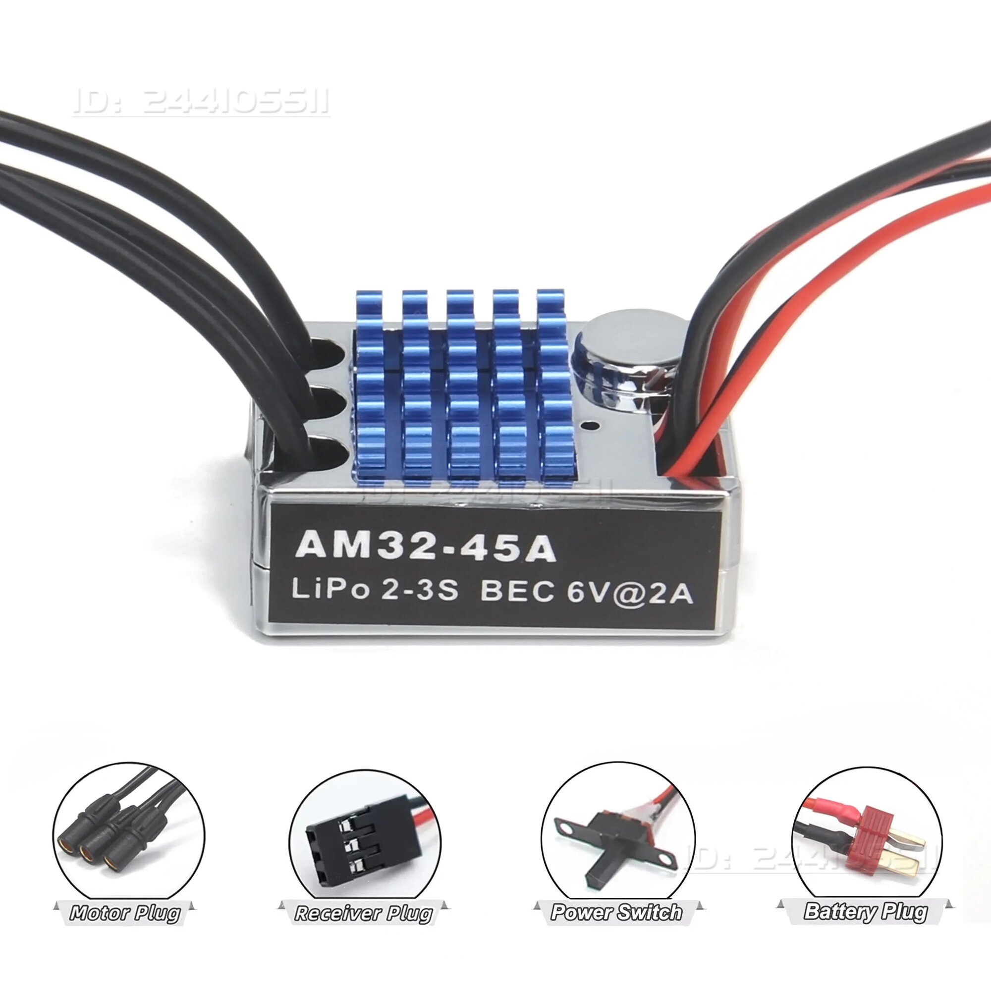 45A ESC BEC 2-3S LiPo для RC внедорожника