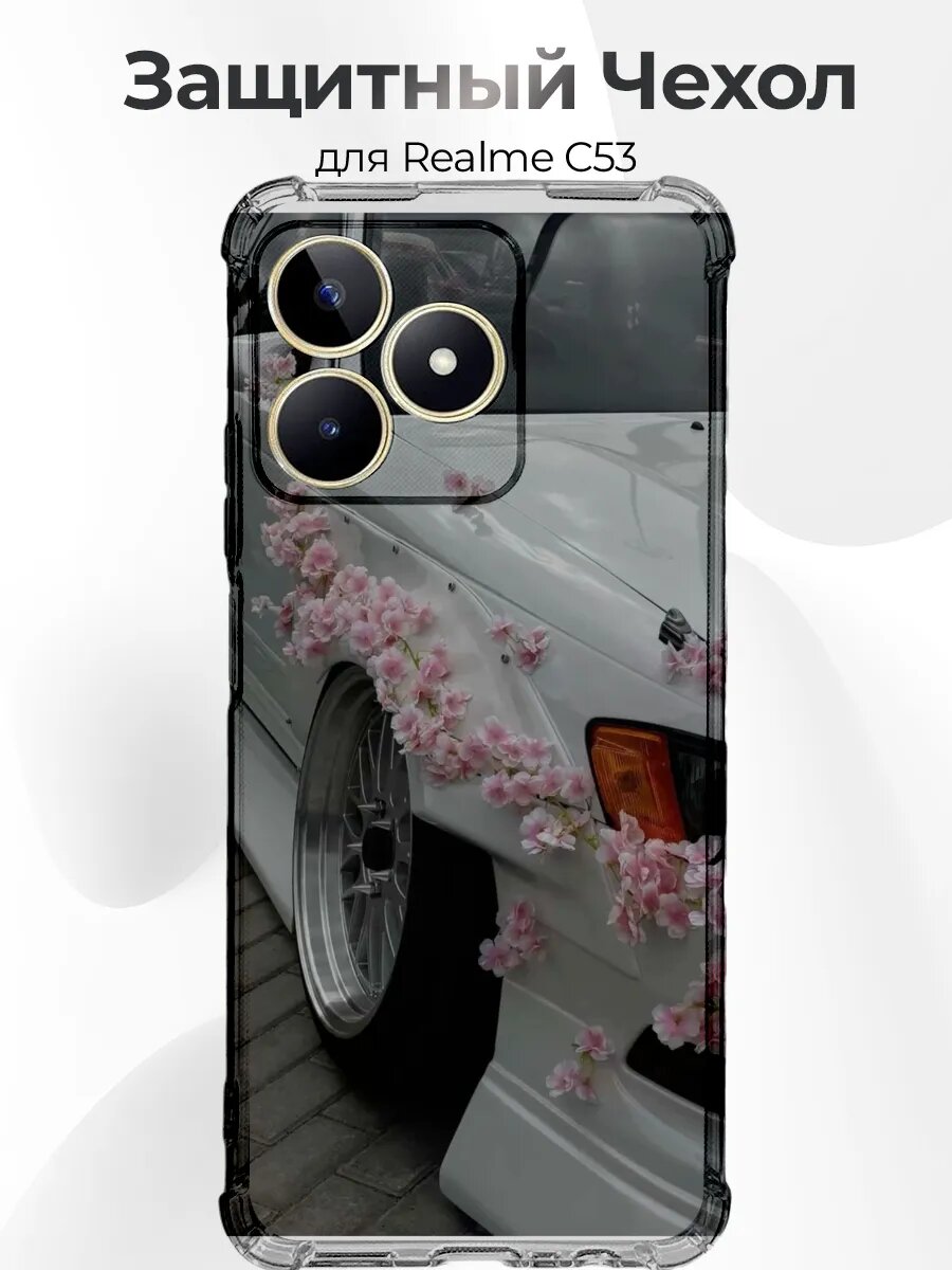 Realme C51/C53/Note 50 белая Silvia S13 с сакурой
