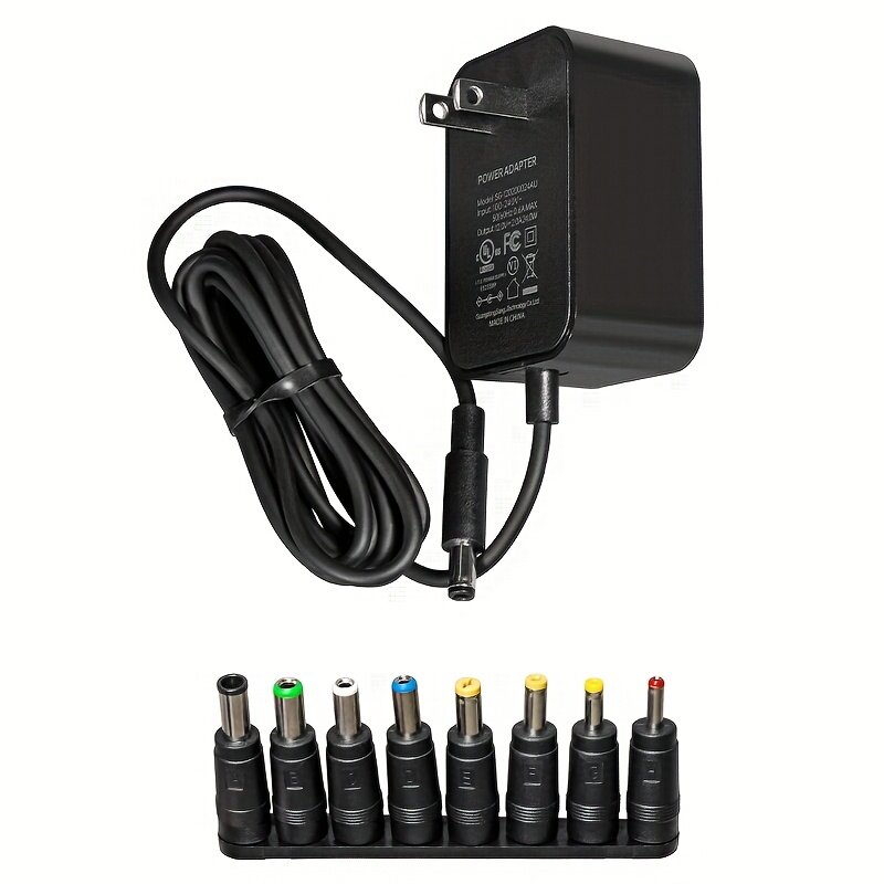 Блок питания 12V 2A 24W, адаптер переменного тока AC 100-240В в DC 12V, настенное зарядное устройство с 8 переходниками для светодиодных светильников, роутеров, колонок и камер