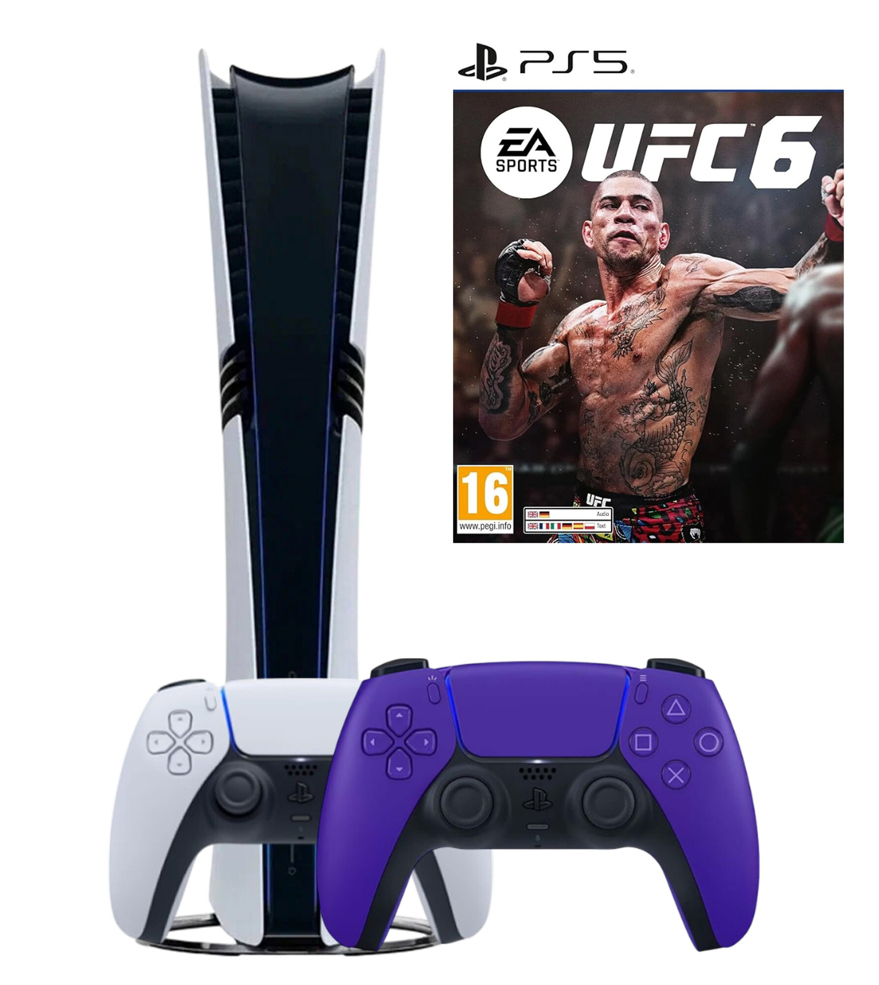 Игровая приставка Sony PlayStation 5 Pro Digital, 2 ТБ, 2 геймпада, второй галактический пурпурный, игра UFC 6