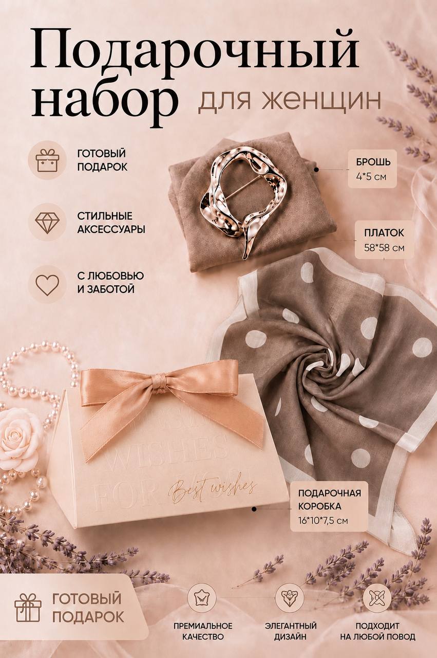 Подарок платок и брошь №4