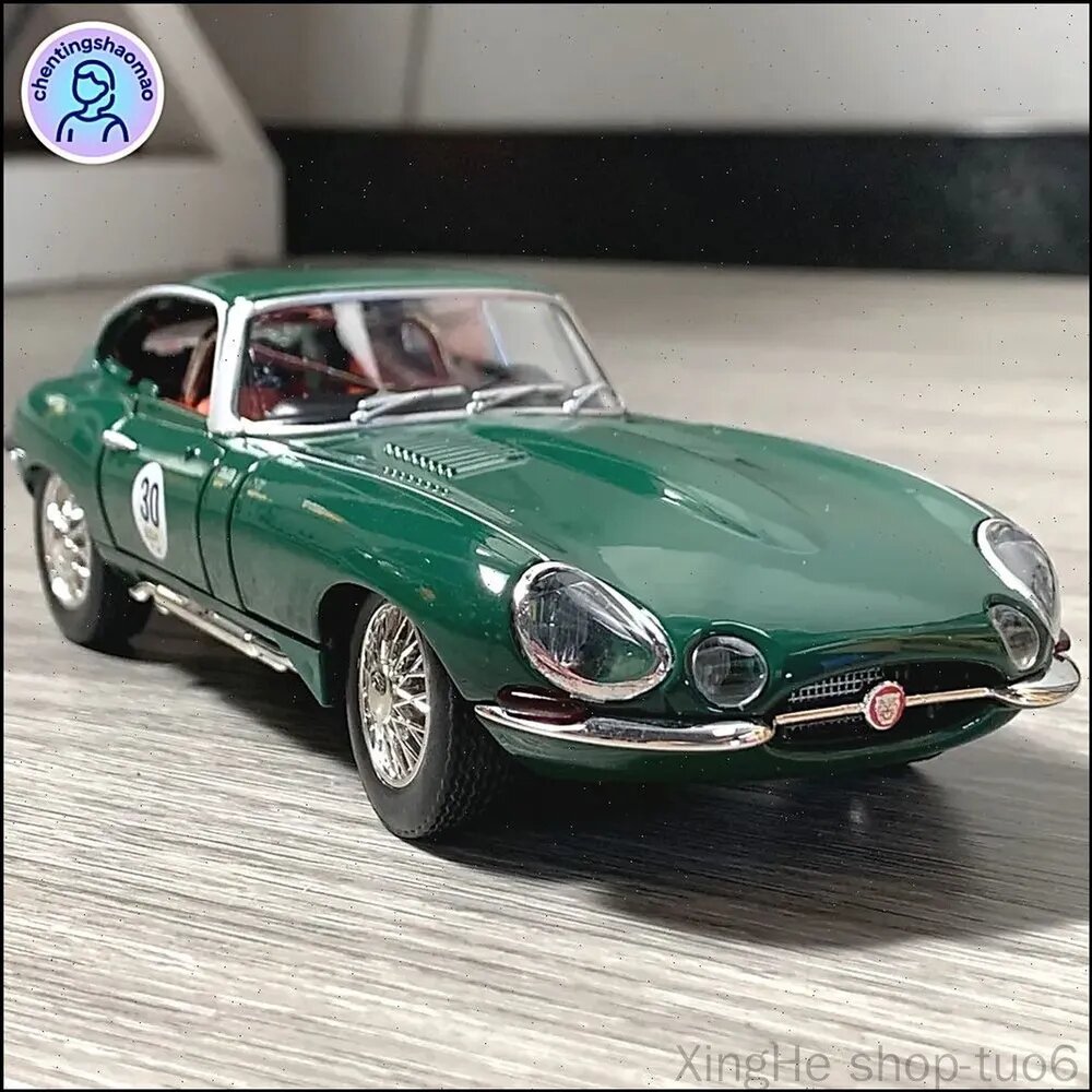 Коллекционирование автомобилей Ягуар E-Type модель,1:24 Jaguar E-Type Модель, Детская игрушечная машинка, Со звуковыми и световыми эффектами--D