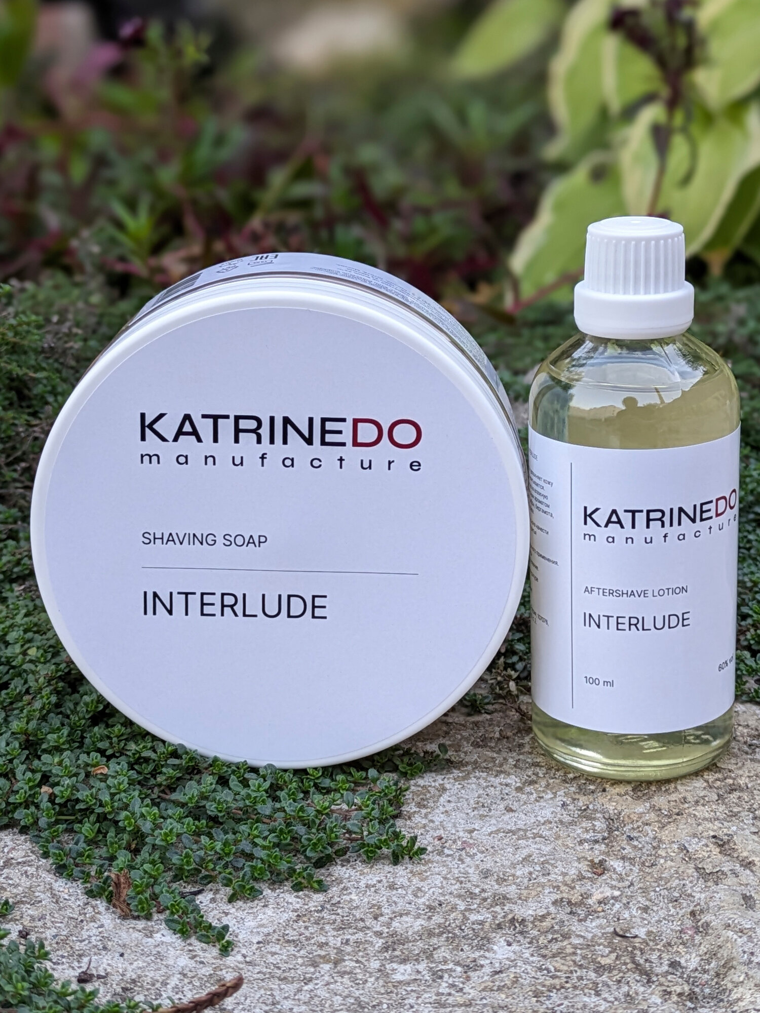 Мужской набор для бритья KATRINEDO INTERLUDE, мыло, база защитная и лосьон после бритья