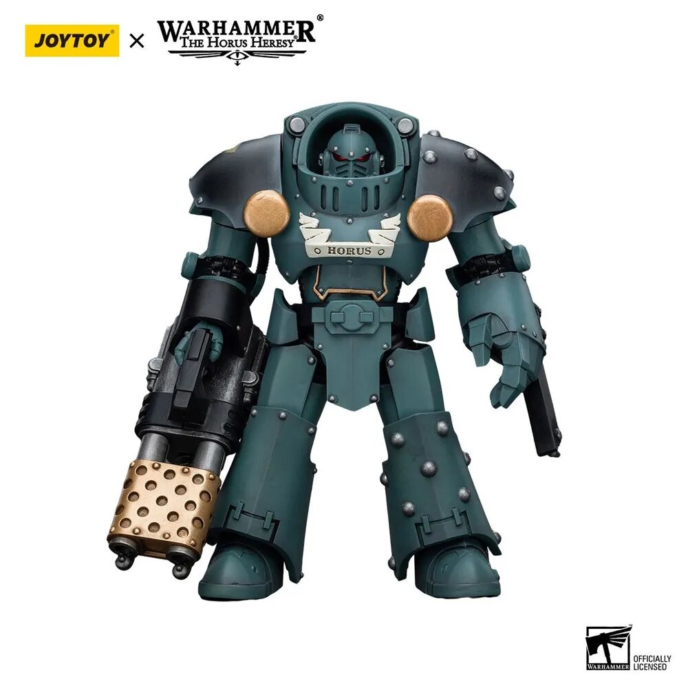 Подвижная фигурка JOYTOY Warhammer Sons of Hours Tartaros Terminator Squad Terminator with heavy flamer and chainfist1/18Action Figures