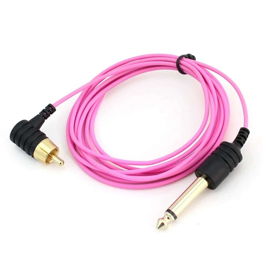 Розовый изогнутый RCA-кабель для тату-машин - высококачественный разъем для художников