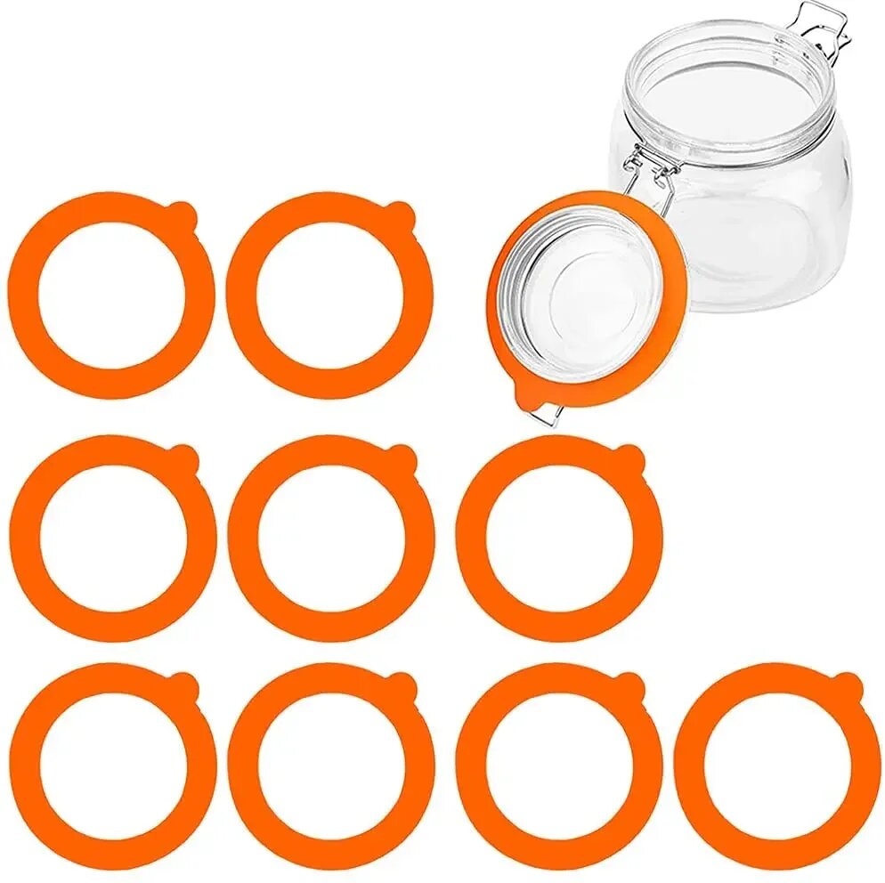 5 шт. силиконовые уплотнители для банок Оранжевый, 5pcs Orange