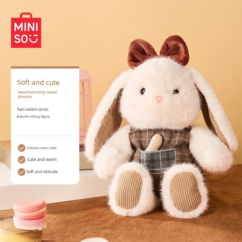 Плюшевая игрушка-кролик Тани от известного бренда Miniso, осенняя модель в сидячей позе, милый зайчик, мягкая кукла,