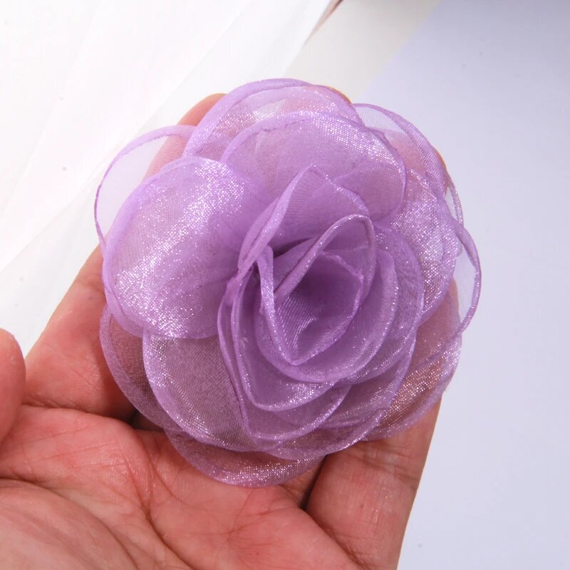 Искусственные розы из органзы 5 шт. Фиолетовый, Purple