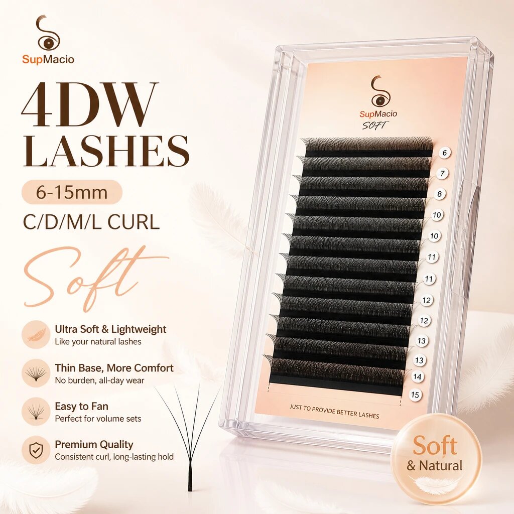 Supmacio 4D W Lashes D изгиб, 11 мм, черные