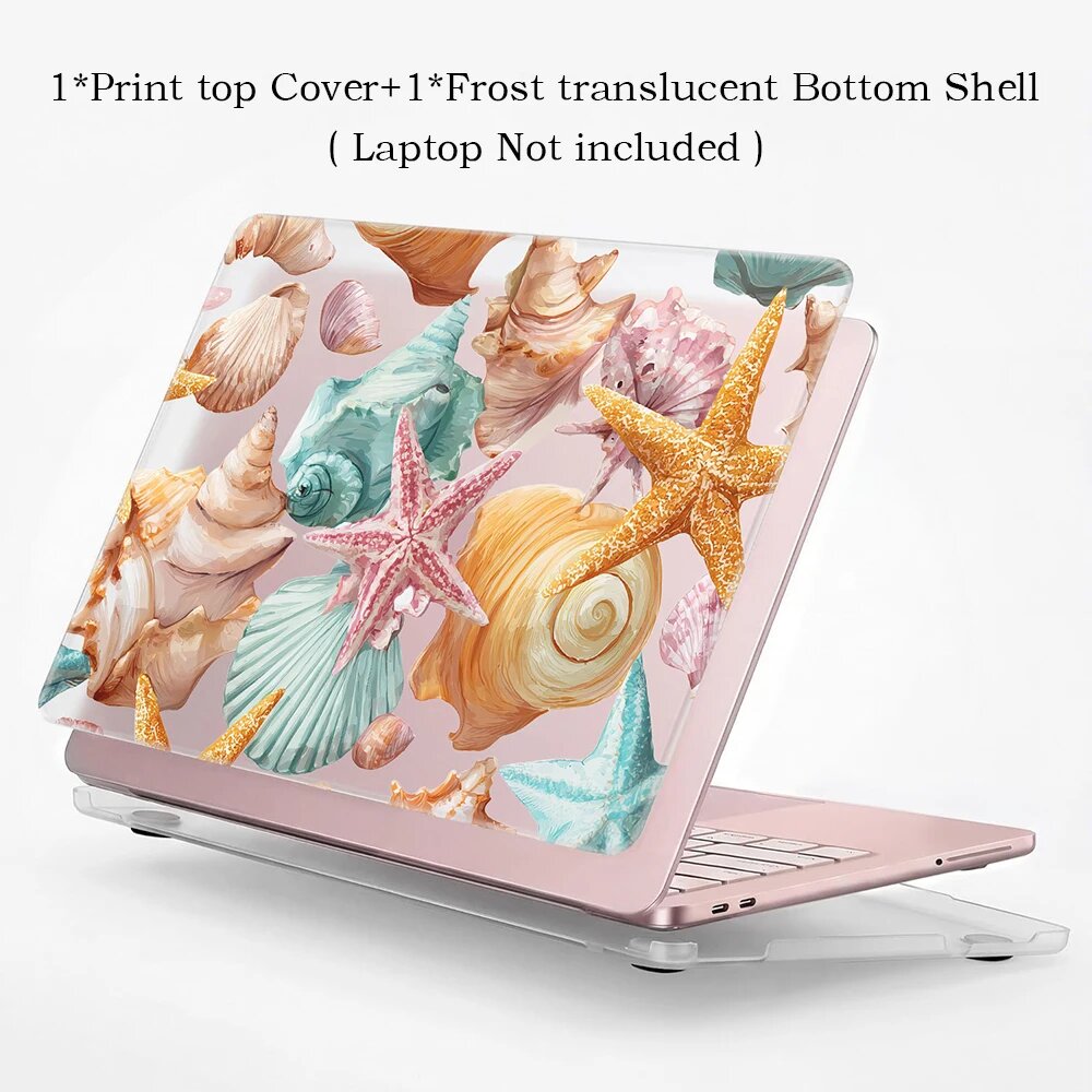 Чехол для MacBook Neo 13 2026, Air 13 15, Pro 14 16 EGYAL с принтом «Океанские ракушки и морские звезды»