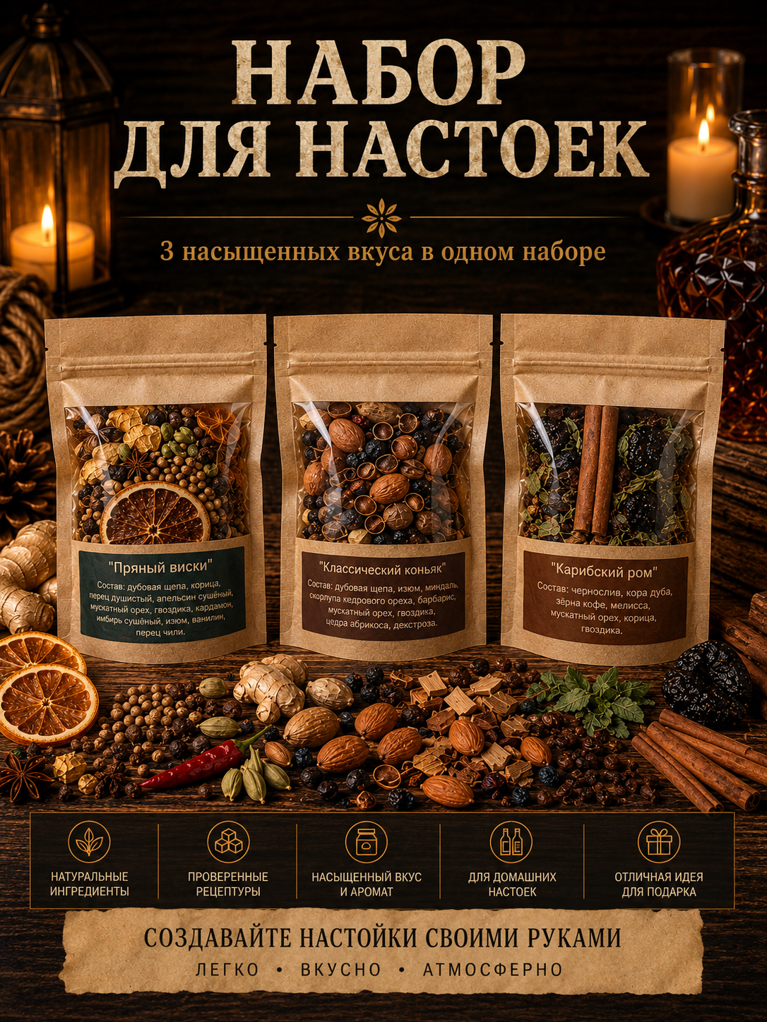 Настойки для самогона 3 вкуса: коньяк, виски, ром, вкудесник