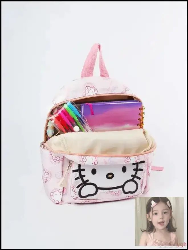 Рюкзак детский Hello Kitty Small для первоклассницы и дошкольника, розовый, с боковым карманом для бутылки — фото 1
