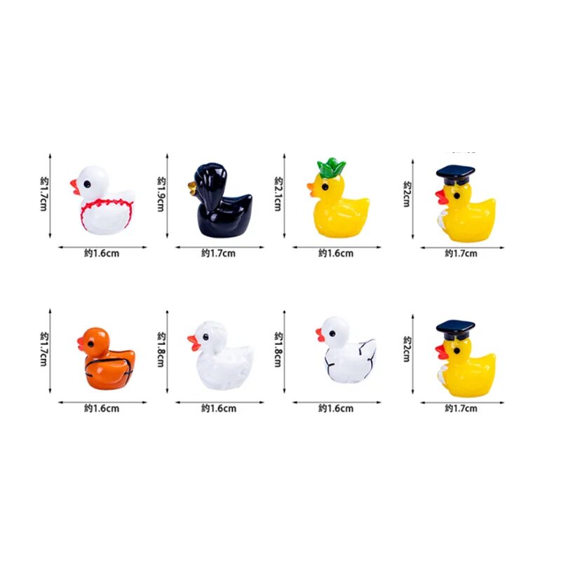 Миниатюрные фигурки уток из резины для микроландшафта 10PCS, MIX