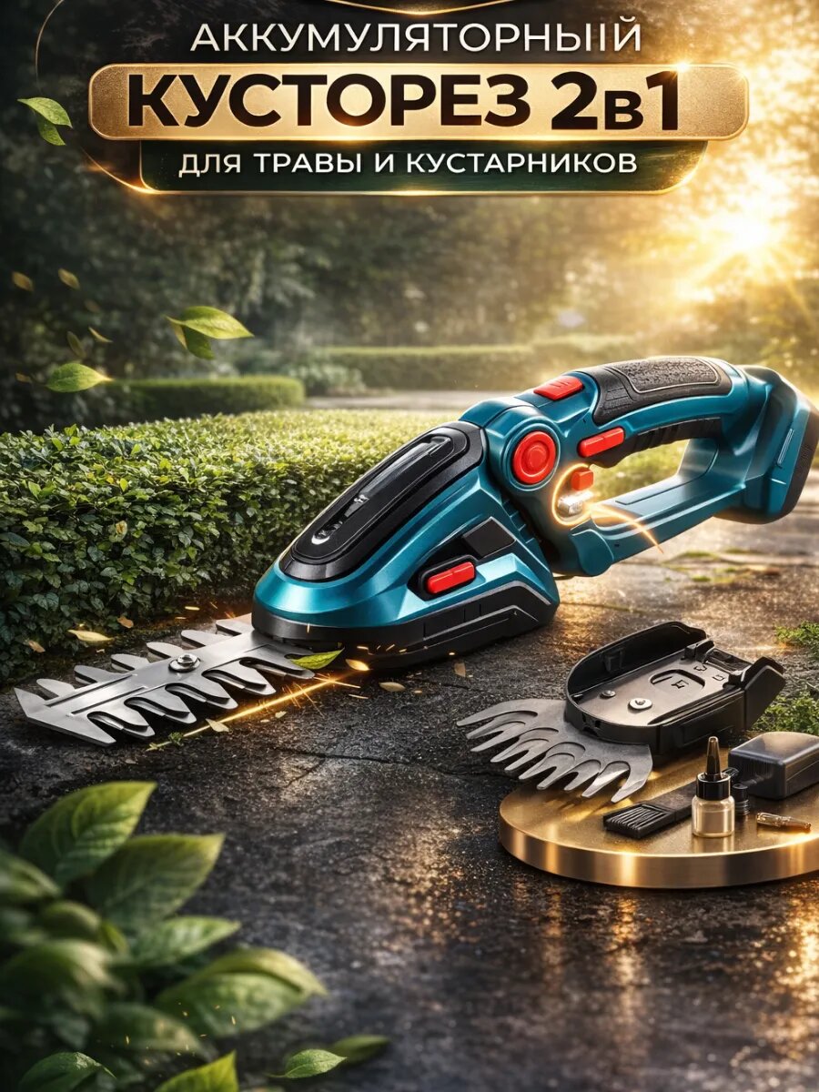 Садовые ножницы аккумуляторные, кусторез 2в1
