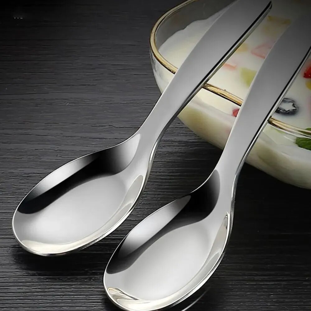 Детская ложка из нержавеющей стали, безопасная, антикоррозийная, прочная, детская посуда, маленькие ложки для десерта