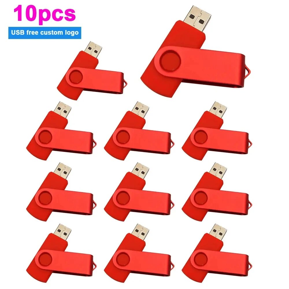 10 шт. Flesha USB 2.0, красный, 64GB