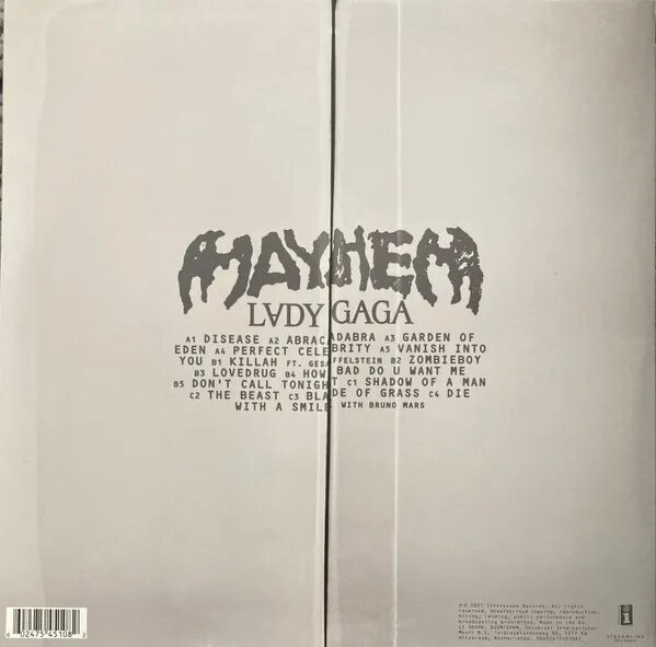 Виниловая пластинка Lady Gaga - Mayhem (2025) 2LP - Диско - Импортное издание