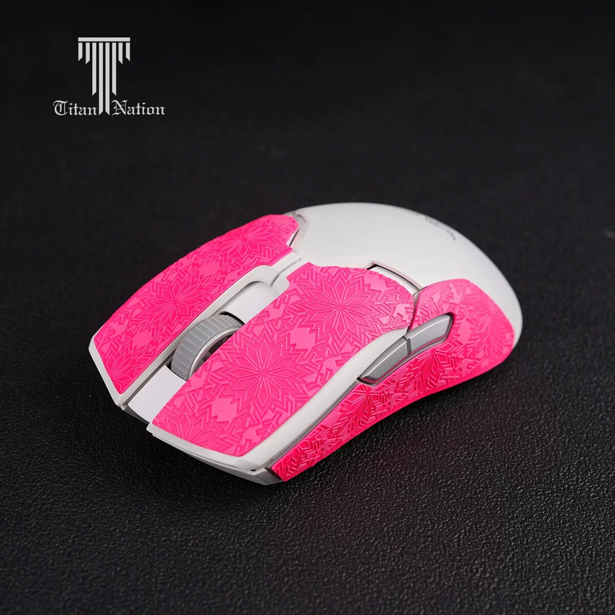 Стикеры для мыши Logitech GPW3 с снежинками и кожей ящерицы розового цвета для игр