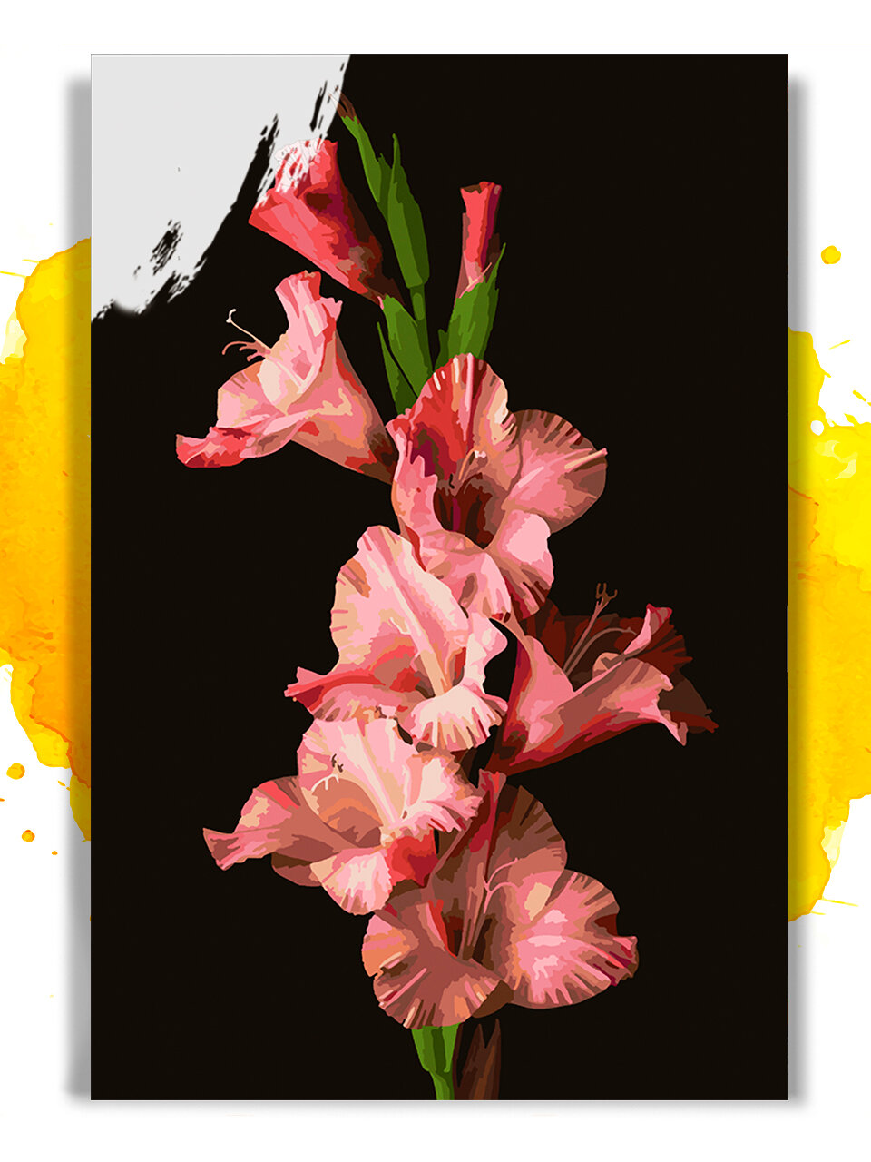 Картина по номерам на холсте Гладиолус на черном фоне, 40 х 60 см