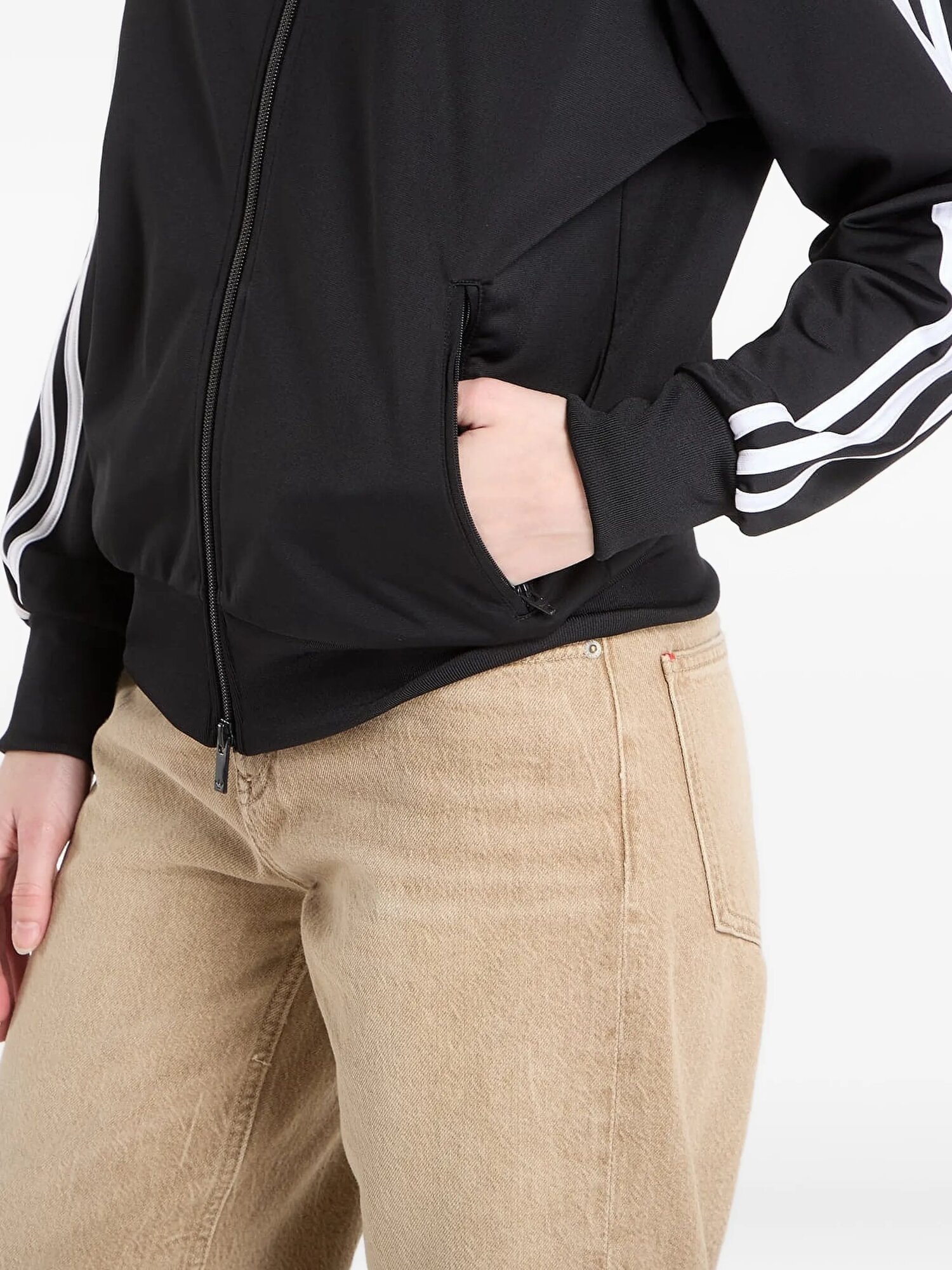 Толстовка adidas Three-stripe zip-up sweatshirt, размер 4 UK, , черный — фото 1