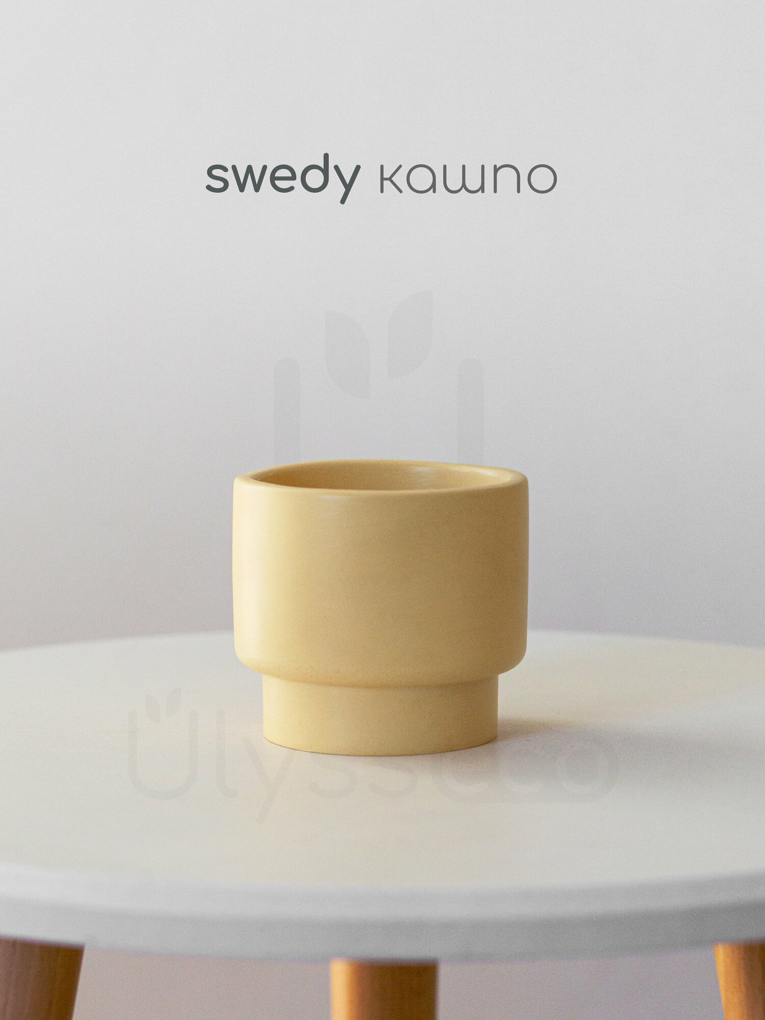 Маленькое кашпо в скандинавском стиле Swedy, жёлтое, искусственный камень, лак, 8х8.5 см