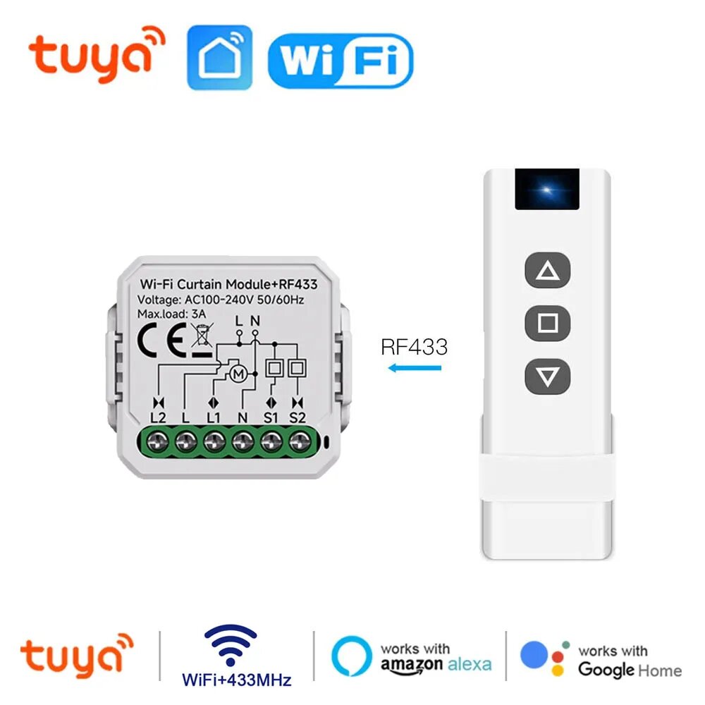 RYRA Smart WiFi RF433 Модуль управления шторами