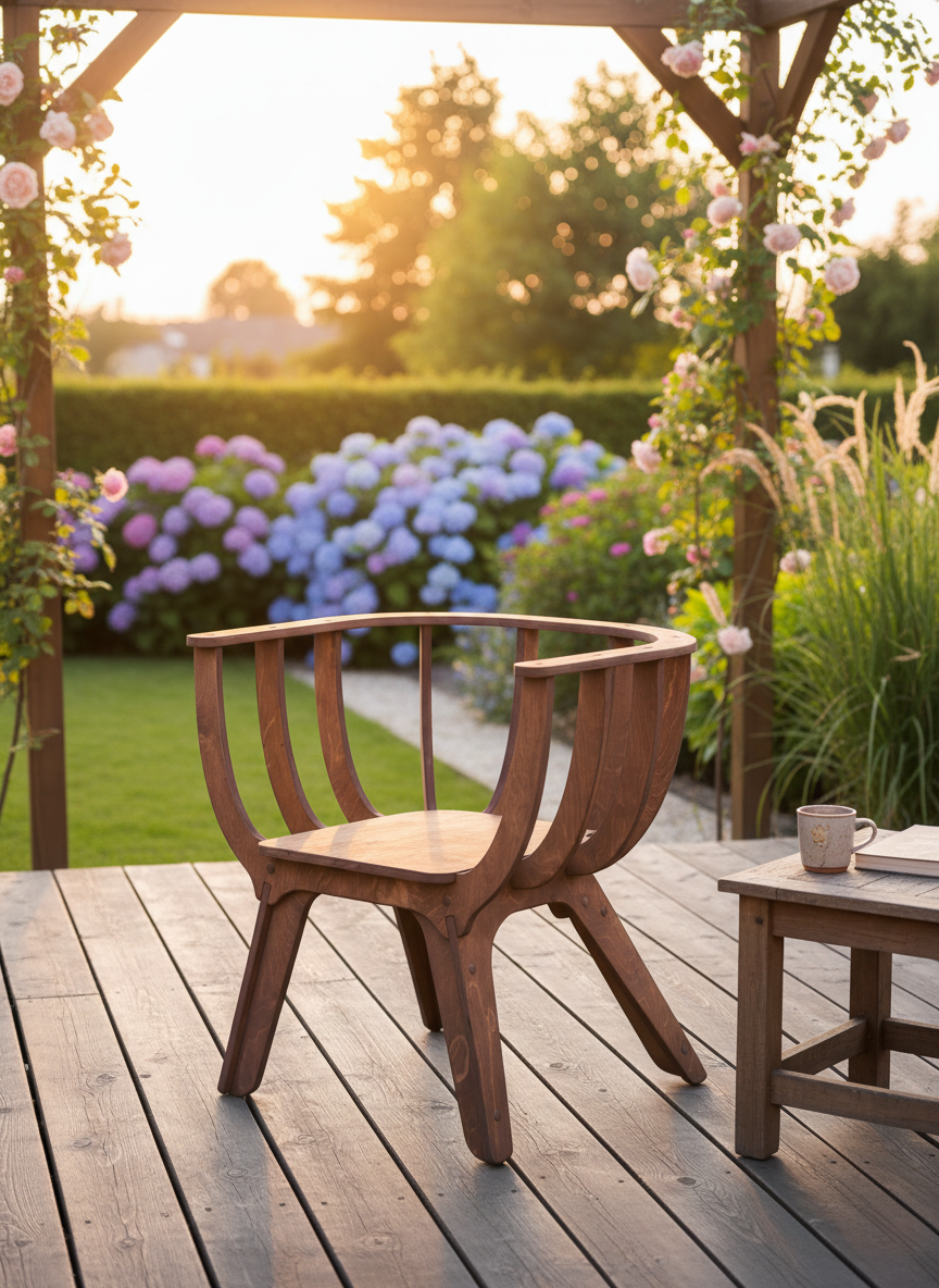 Садовое кресло "ракушка XL" для отдыха на даче и дома, цвет венге, без подушки