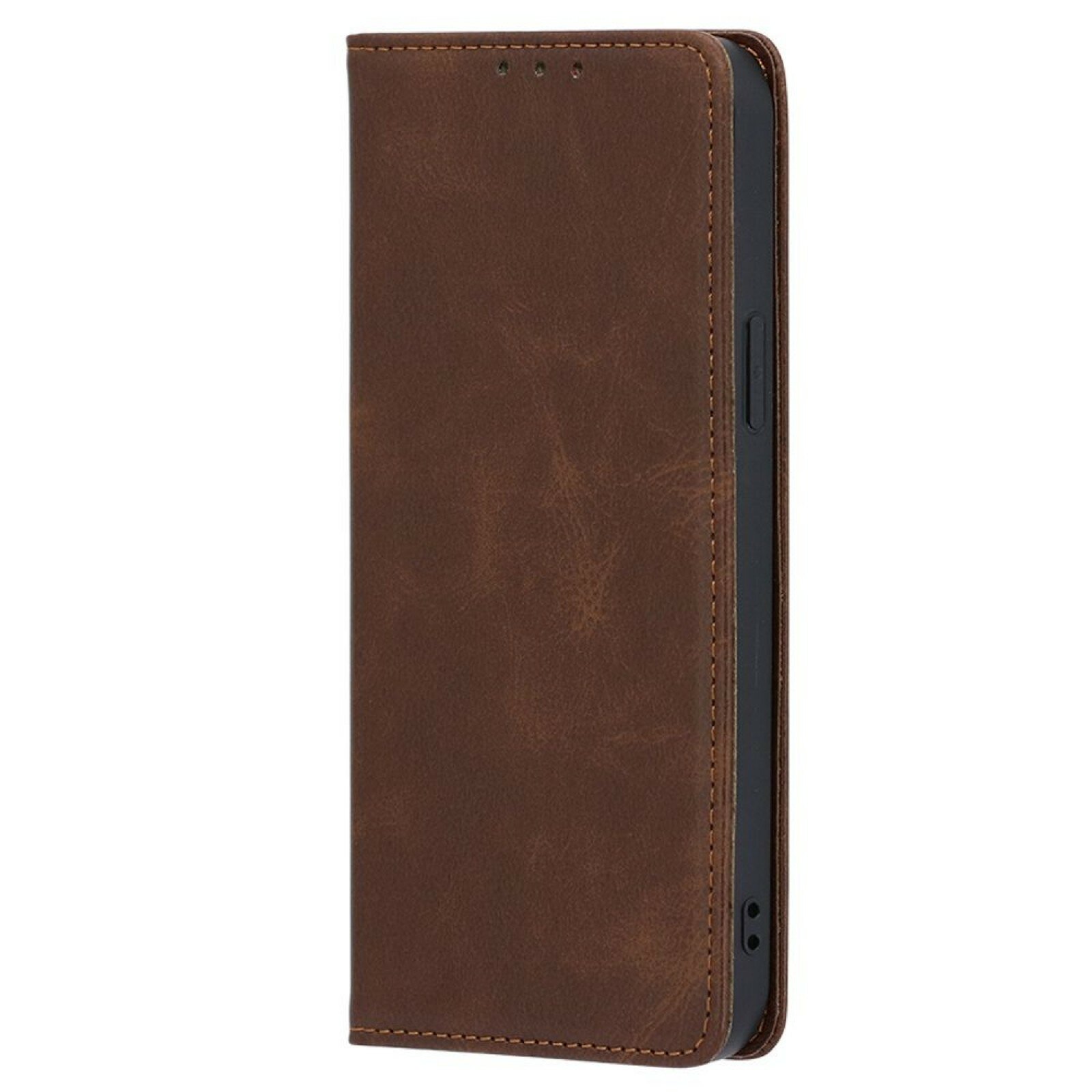 Чехол-книжка MyPads для Samsung Galaxy S20+ из натуральной телячьей кожи с магнитным замком, коричневый