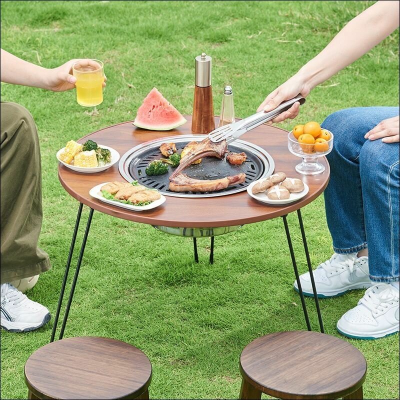 Переносной корейский гриль-барбекю складной со столиком