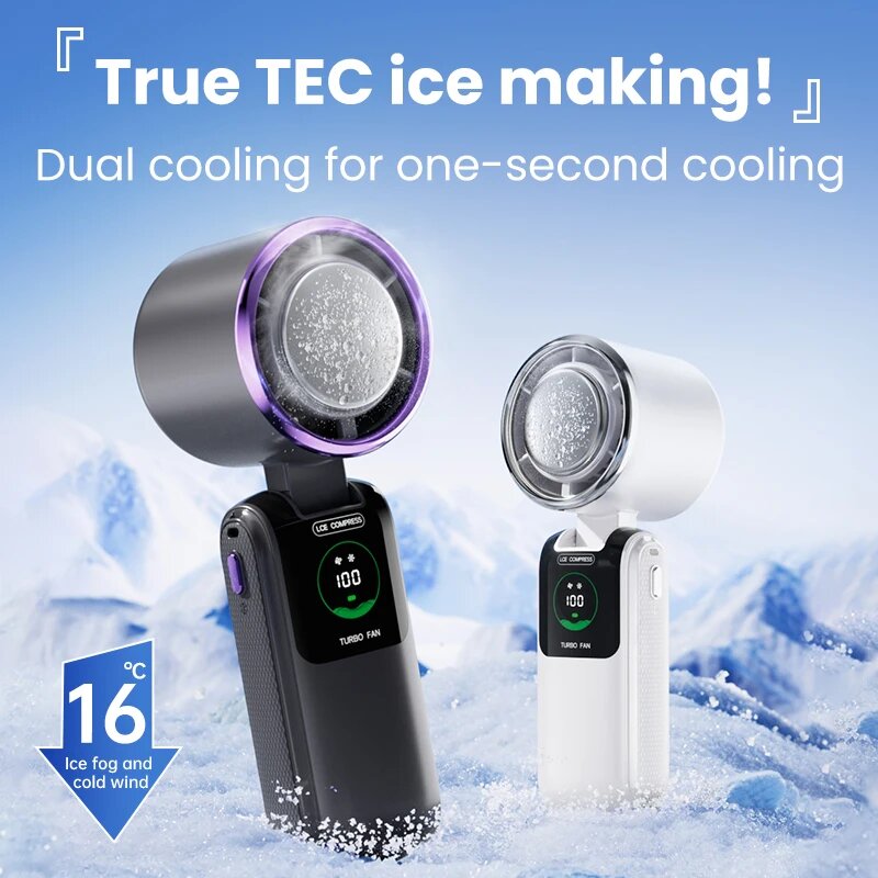 Портативный складной вентилятор 2025 New Ice Pack White