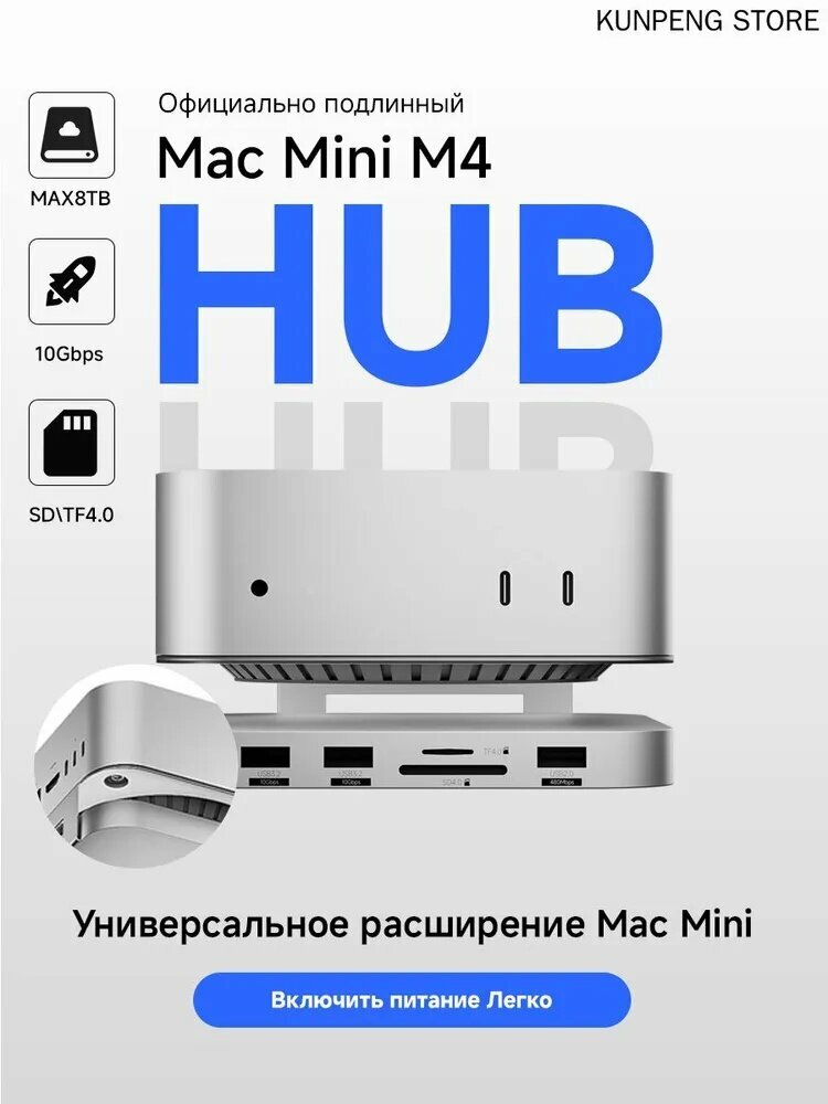 Официальный флагманский продукт, Концентратор Mac Mini и подставка для NVME/NGFF M2. SSD для Mac Mini M4/M4 PRO
