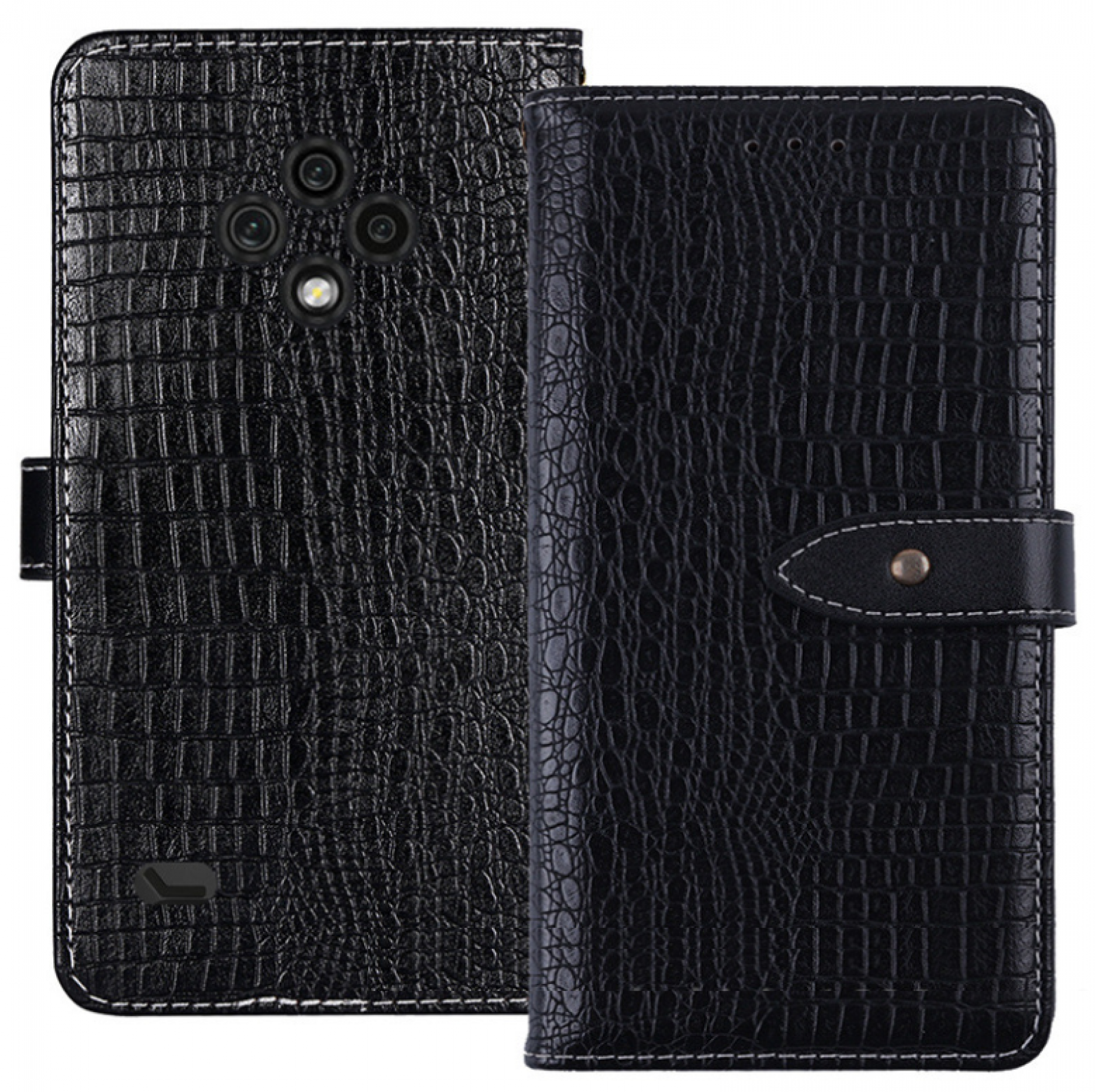 Чехол MyPads Croco Poko для Oukitel K15 Plus кожаный с магнитным креплением и визитницей черный