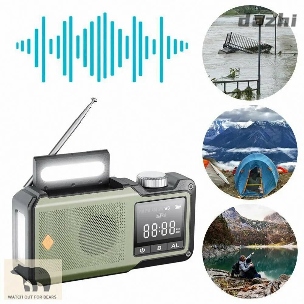 Milochic Магнитола Радиоприемник аварийный с рукояткой 10000 м ч AM/FM/WB погодный радиоприемник для чрезвычайных ситуаций/дома, зеленый