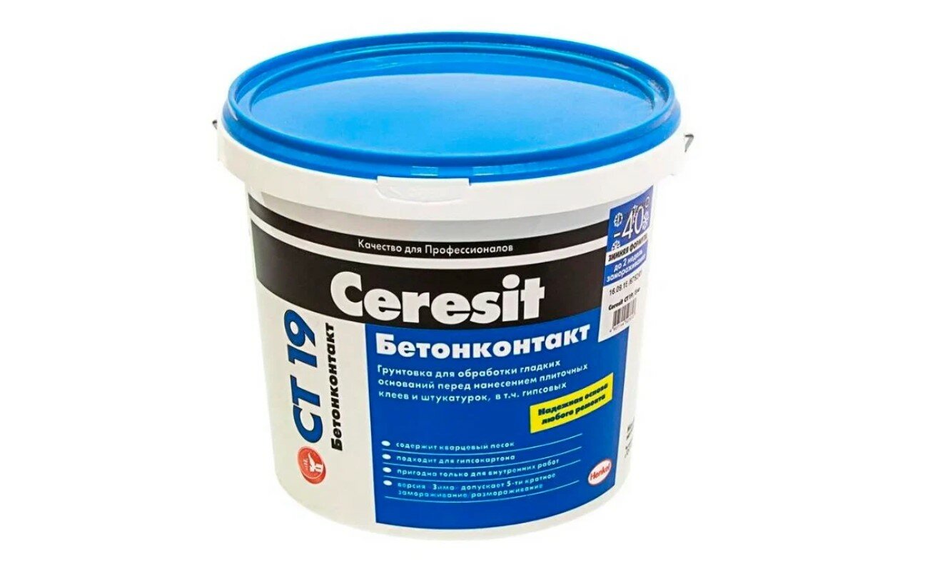Грунт бетонконтакт Церезит / Ceresit СТ 19 морозостойкий 15 кг