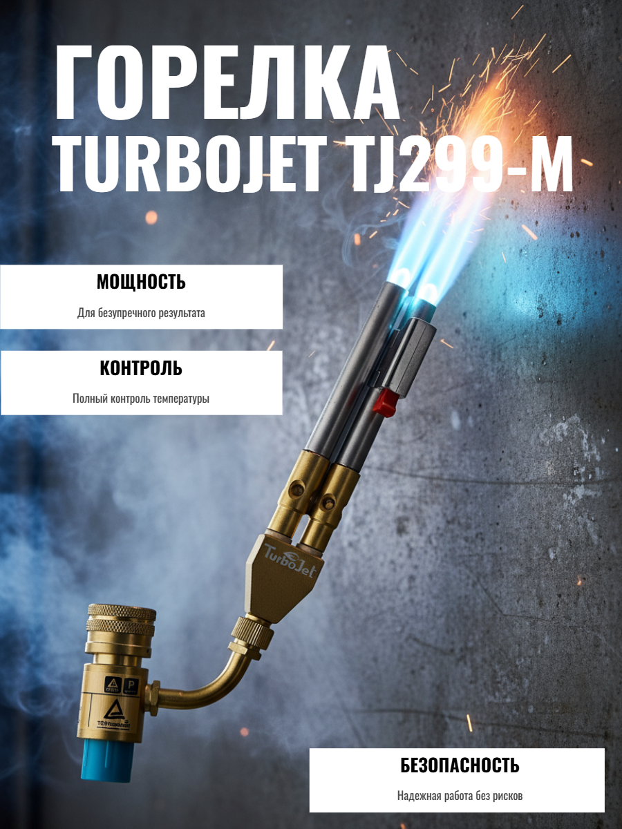 Горелка TurboJet TJ299-M, с пьезоподжигом и регулировкой интенсивности