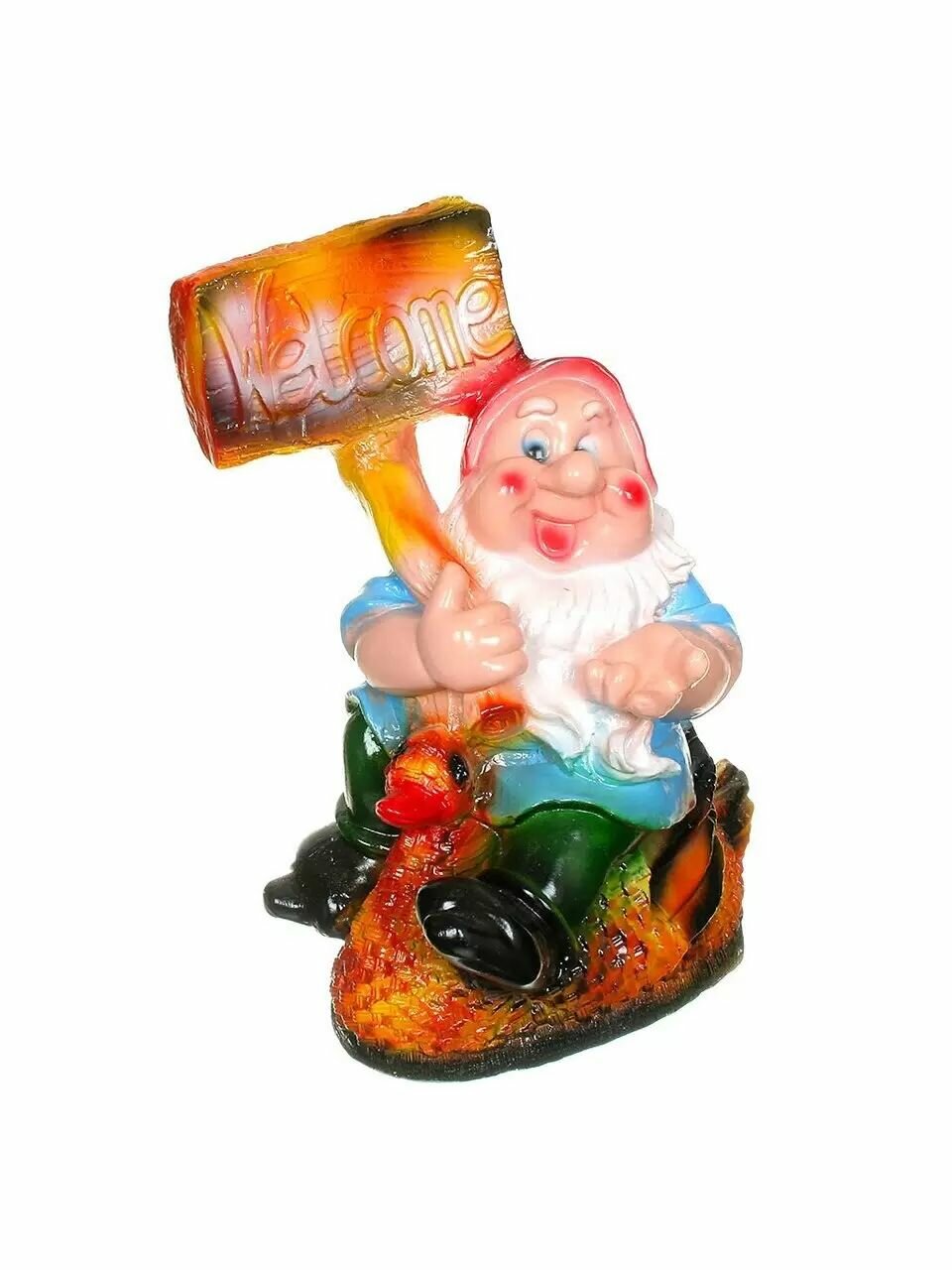 Фигурка Декостек Гном на утке, садовая, гипсовая