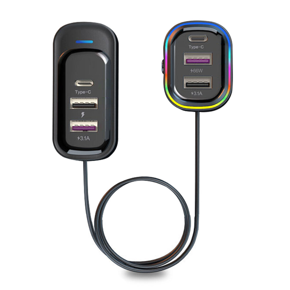 Зарядные устройства USB для автомобилей с 6 портами, быстрая зарядка 66W+15W, для автомобилей, грузовиков, фургонов, SUV с напряжением 12-24V, черный цвет, модель YQ1/YQ2/YQ3, материал ABS, вес товара 70г, вес упаковки 100г, размер упаковки 100*45*137мм