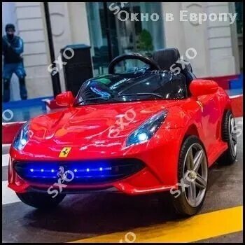 Детский электромобиль с пультом управления + Ferrari + 4WD + красный