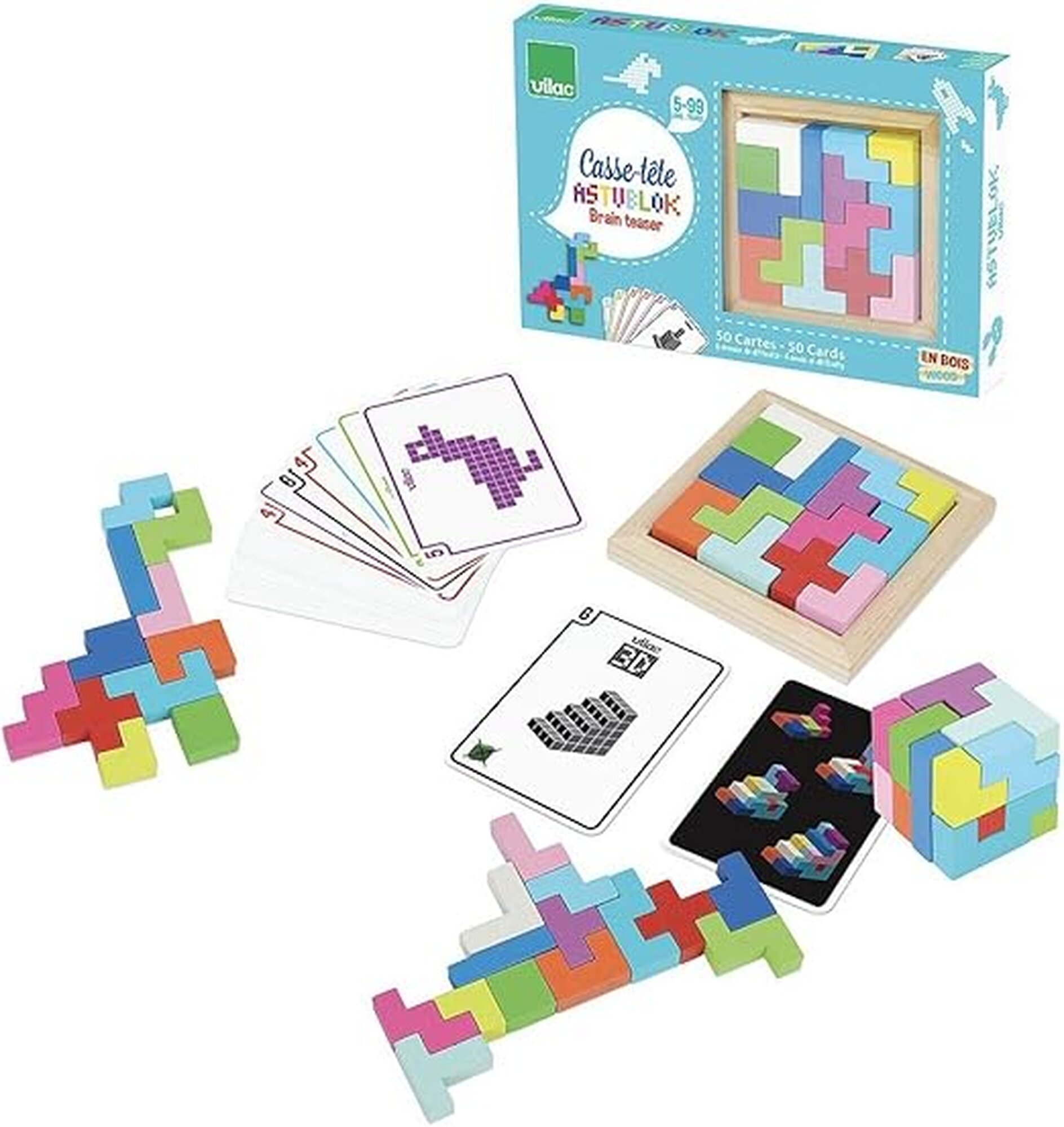 Деревянный игрушка Vilac - Геометрический деревянный пазл - 6075