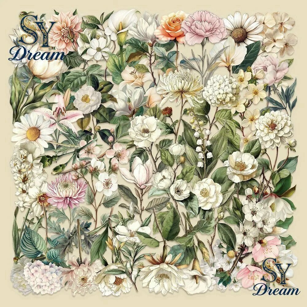 Набор из 50 наклеек с дизайном ретро цветы на длинных стеблях, подходящих для мобильных телефонов, ноутбуков, автомобилей и блокнотов. Их можно использовать в качестве ежедневников, украшений.