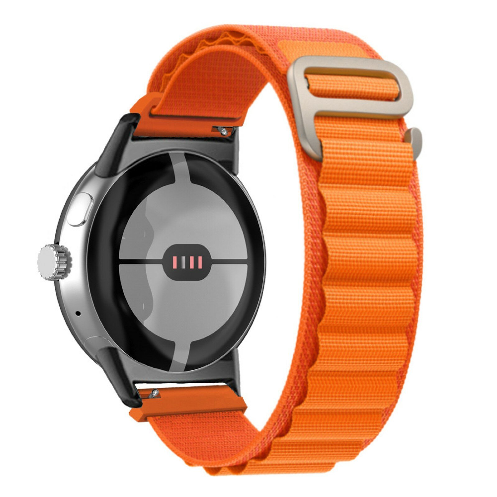 Сменный ремешок-браслет MyPads Di Tessuto для умных часов Google Pixel Watch 3 45мм оранжевый нейлон
